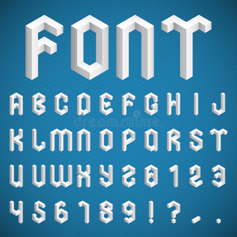 Isometric Alphabet And Numbers Stock Vector Illustration Of Cube