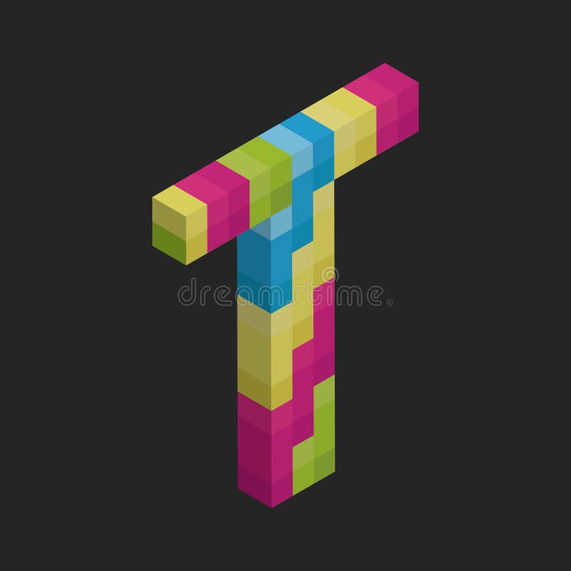 Isometric Alphabet T. Vector Illustration Decorative Design Stock ...