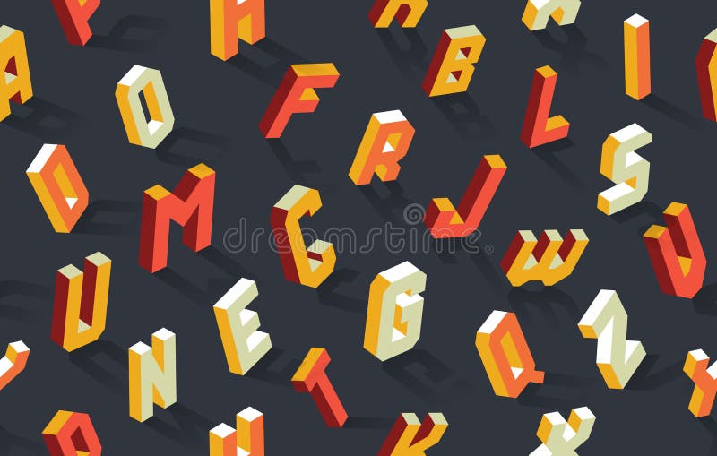 Isometric Alphabet Vector Abc Seamless Pattern Background Stock Vector ... Isometric Alphabet Vector Abc Seamless Pattern Background Stock Vector ...