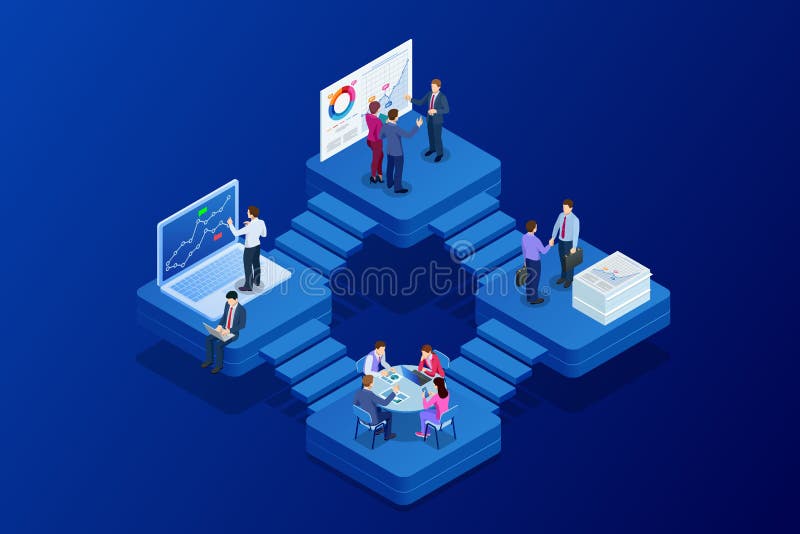 Isometric Analysis Data and Investment. Project Management, Business ...