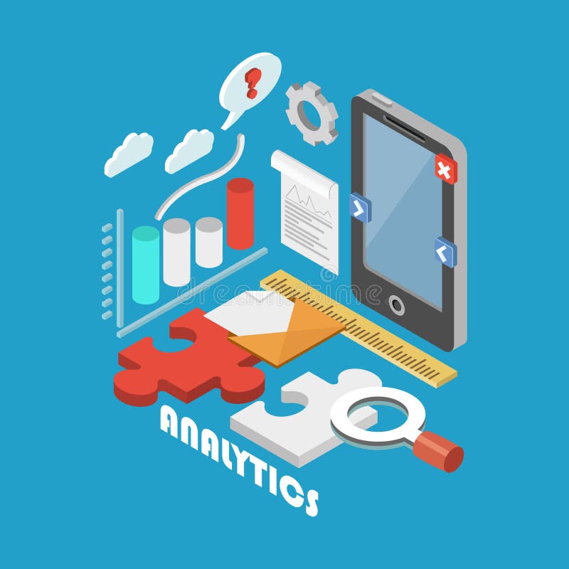 Isometric Analytics Concept. Report and Analyze Stock Vector ...