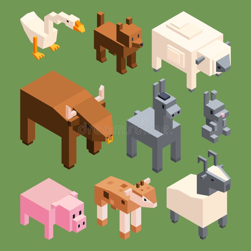 Isometric Animals Illustration Stock Vector - Illustration of isometric ...