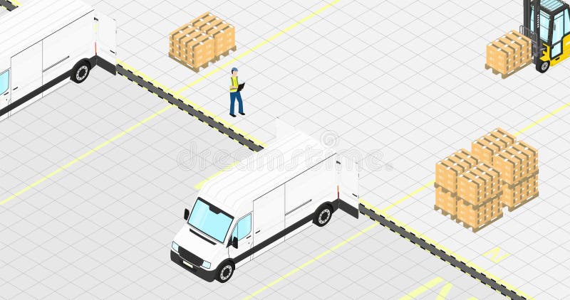 Isometric Animation with Forklift and Van. Stock Footage - Video of ...
