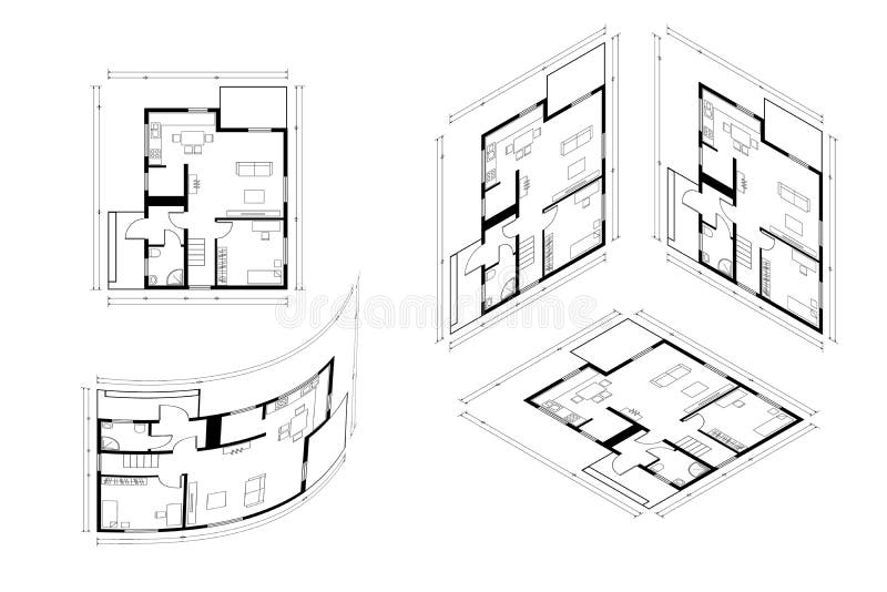 Isometric Architect Blueprint Vector Plan of Home. Blueprint House Plan ...