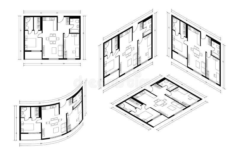Isometric Architect Blueprint Vector Plan Of Home. Blueprint House Plan ...