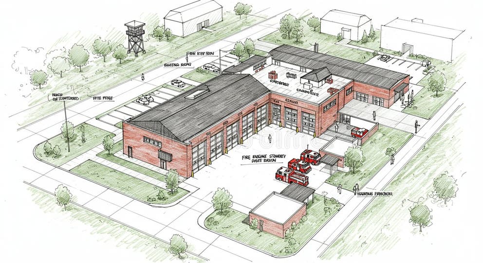 Fire Station Drawing Stock Illustrations – 1,061 Fire Station Drawing ...