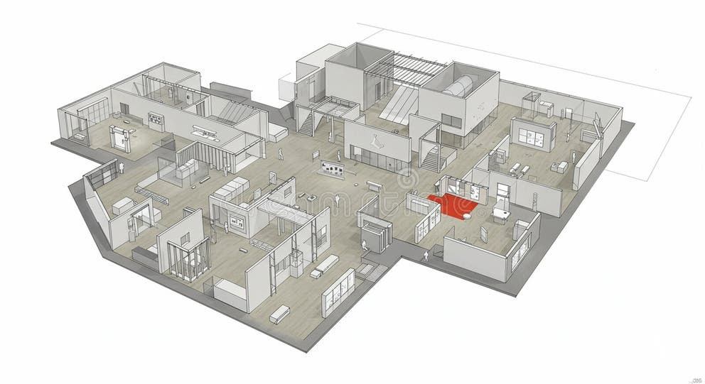 Isometric Architectural Floor Plan Depicting a Modern, Multi-room ...