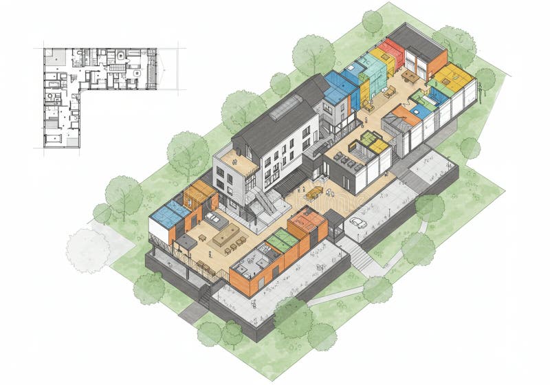 Modern Colorful Isometric Building Complex Stock Illustrations – 213 ...