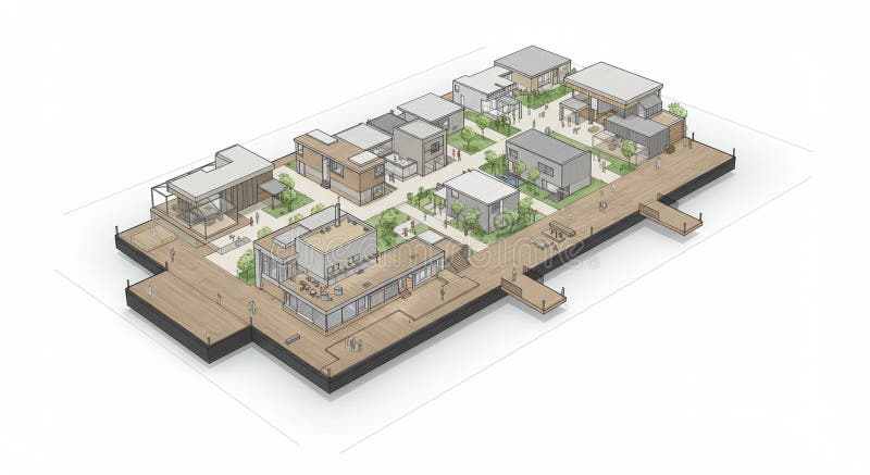Isometric Architectural Rendering of a Modern Residential Complex. the ...