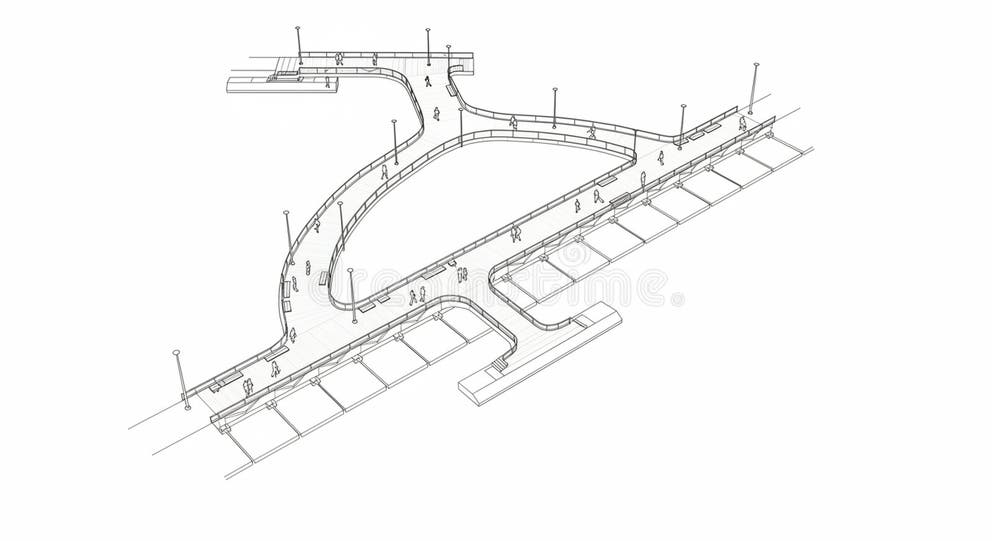 Isometric Architectural Sketch of an Urban Intersection Featuring ...