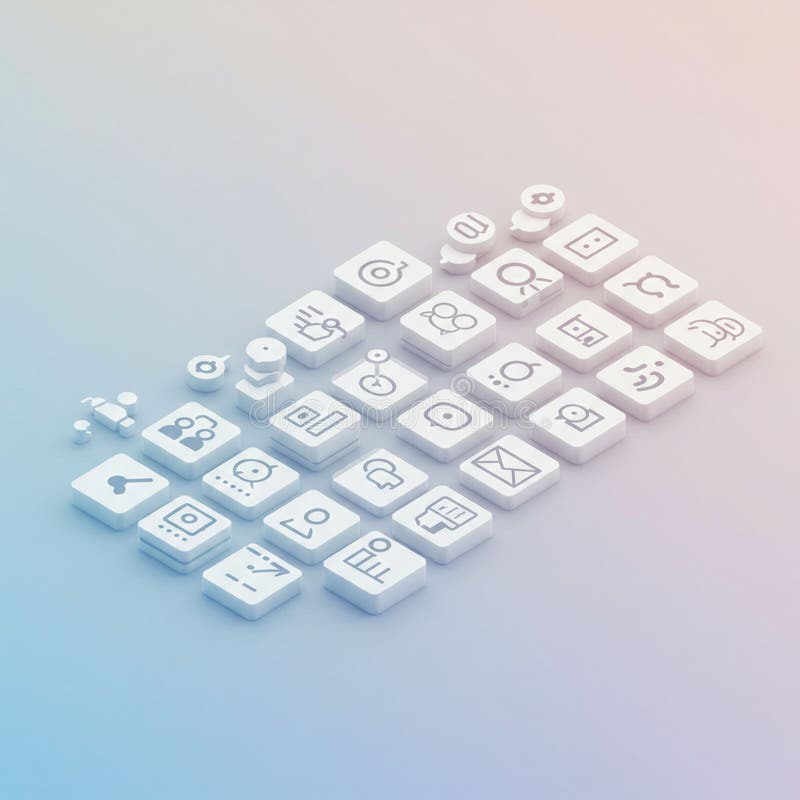 Isometric Arrangement of 3D Cubes with Various Technology-themed Icons ...