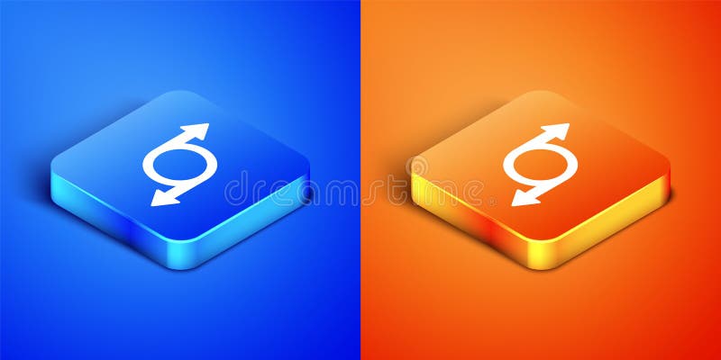Isometric Arrow Icon Isolated on Blue and Orange Background. Direction ...