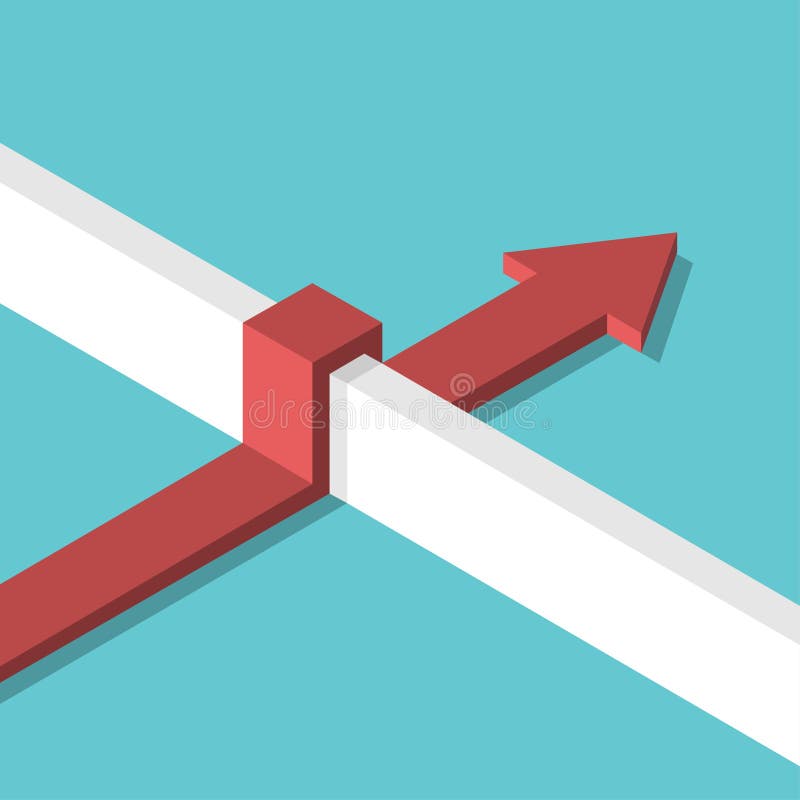 Isometric Arrow Passes through the Wall. Vector Illustration Stock ...