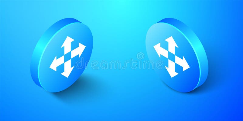 Isometric Arrows in Four Directions Icon Isolated on Blue Background ...