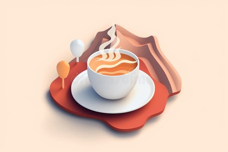 Isometric Art of a Cup of Coffee. Beautiful Illustration Picture Stock ...