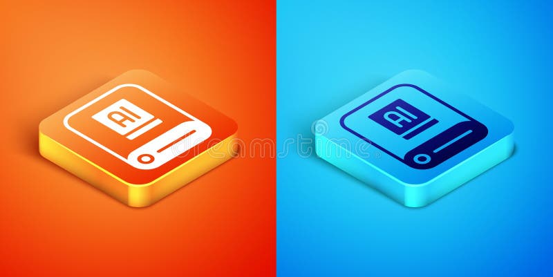 Isometric Artificial Intelligence AI Icon Isolated on Orange and Blue ...