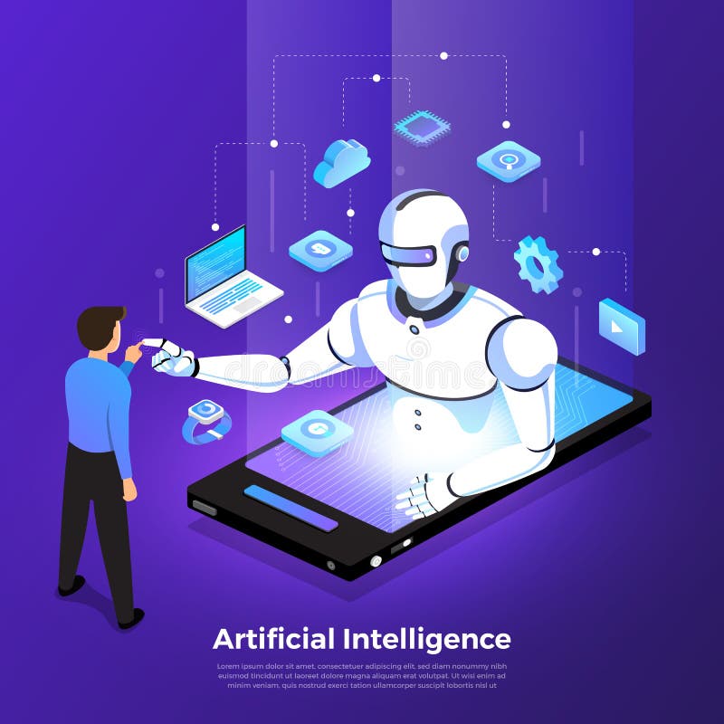 Isometric Artificial Intelligence AI Stock Vector - Illustration of ...