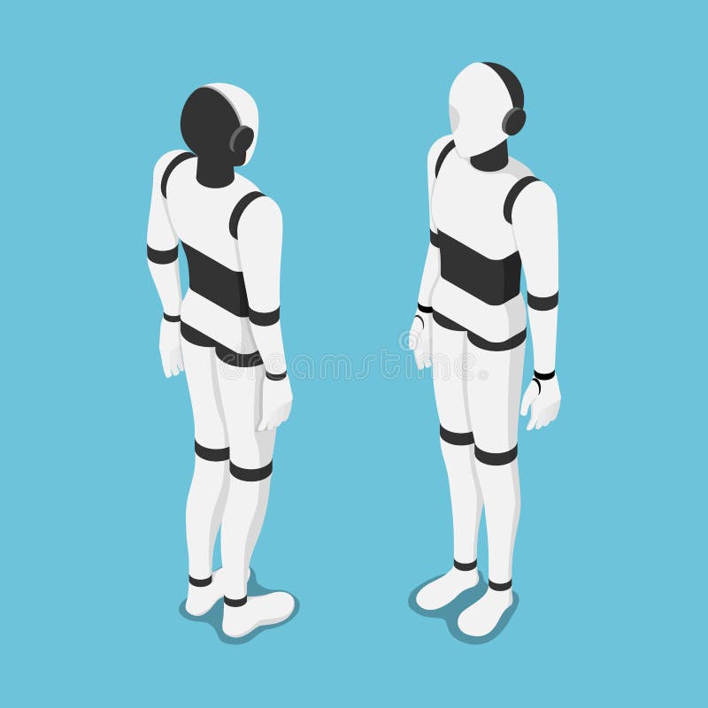 Isometric Artificial Intelligence or Ai Robot Front and Back Stock ...