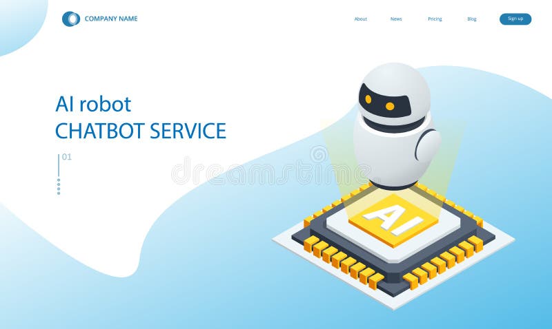 Isometric Artificial Intelligence. Chat Bot and Future Marketing Stock ...