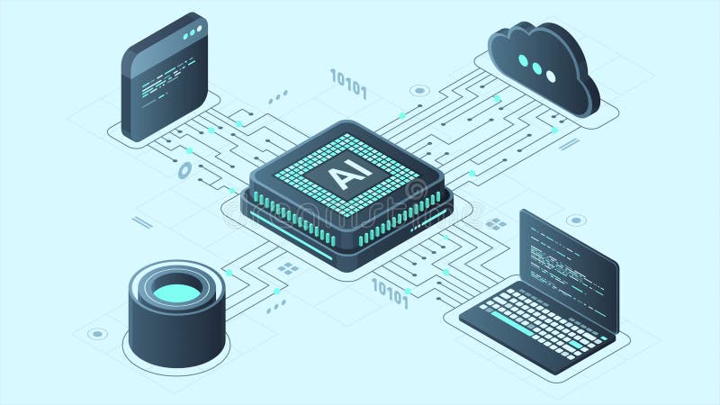 Isometric Artificial Intelligence Chip Animation. Artificial ...
