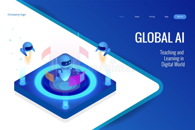 Isometric Artificial Intelligence Concept. Technology and Engineering. Teaching and Learning in ...