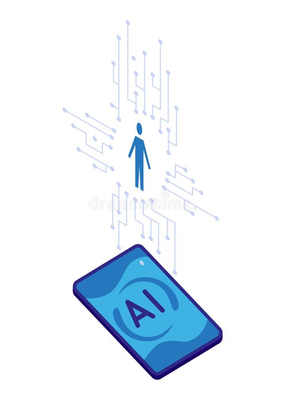 Isometric Artificial Intelligence Icon. Digital Robots Technology. Ai ...
