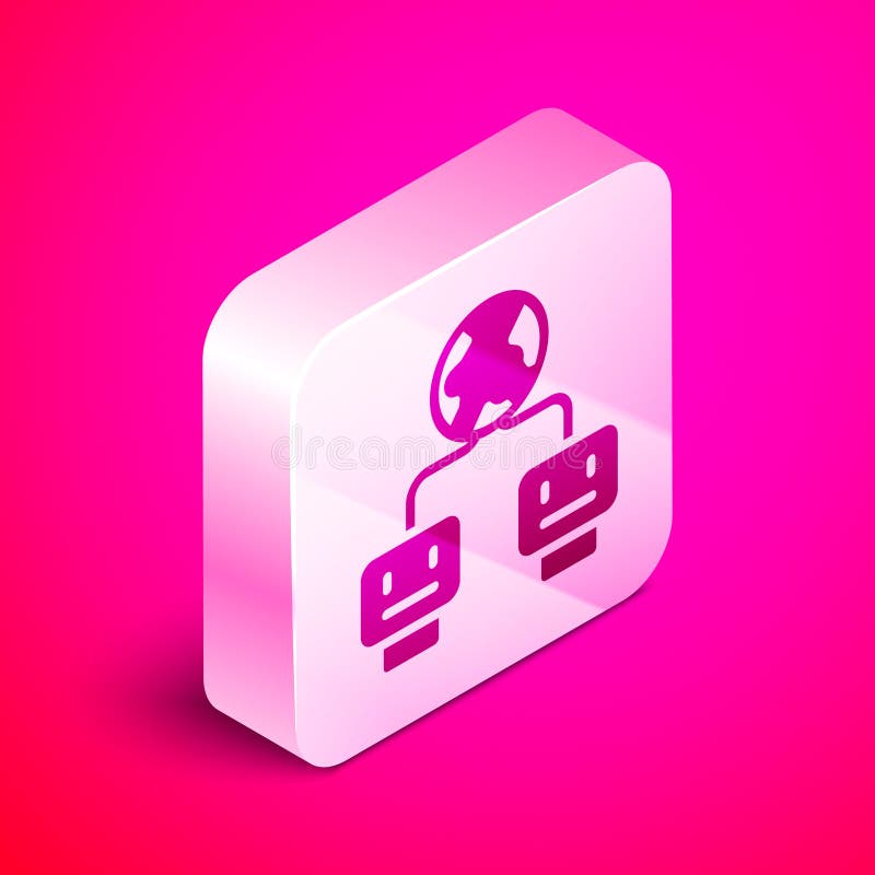 Isometric Artificial Intelligence Icon Isolated on Pink Background ...