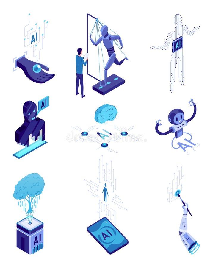 Isometric Artificial Intelligence Digital Technology UX, UI Mobile App ...