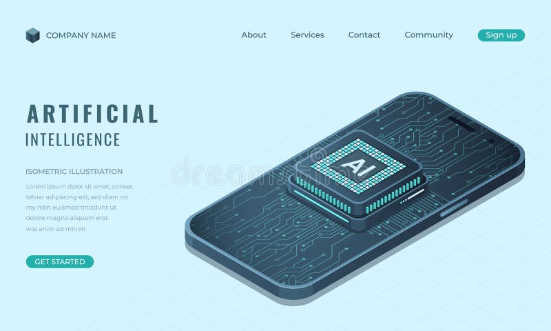 Isometric Artificial Intelligence Landing Page Concept. Isometric ...