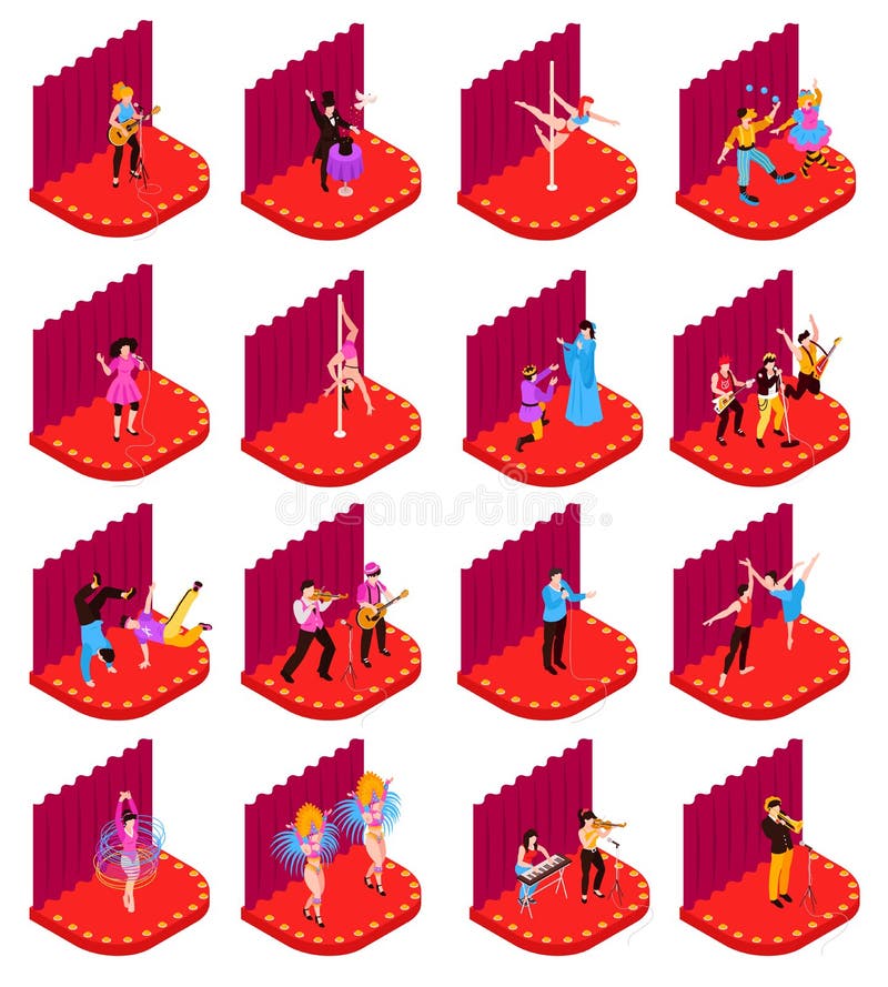 Isometric Artists Set stock vector. Illustration of performance - 260187619