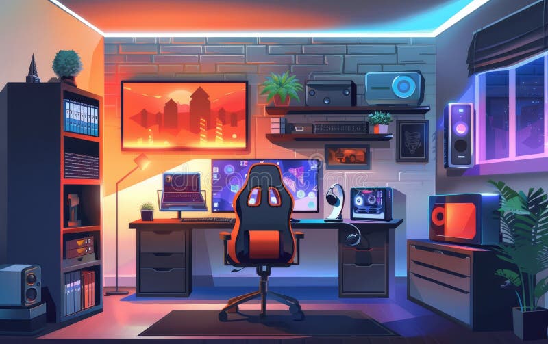 This Isometric Artwork Captures a Vibrant Gaming Setup, Complete with ...
