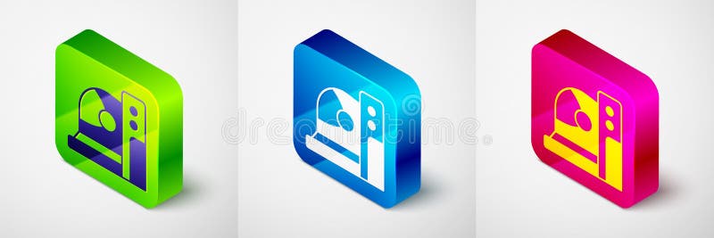 Isometric Astronaut Helmet Icon Isolated on Grey Background. Square ...