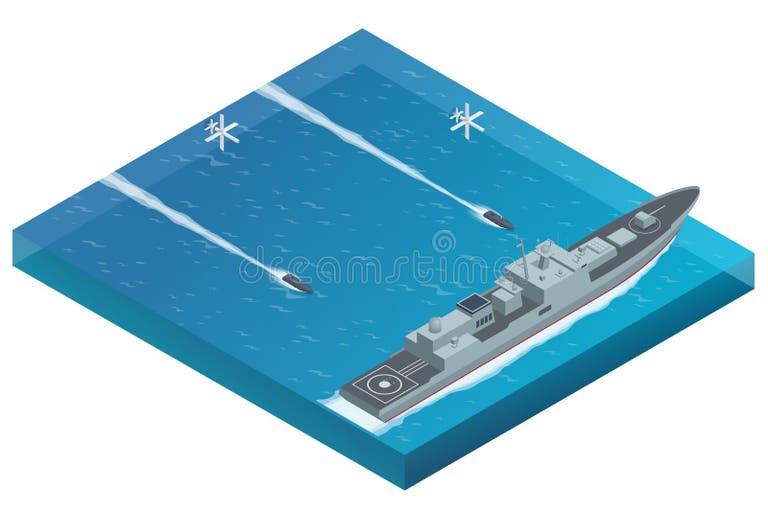 Isometric Attack of a Military Naval Warship with Aerial Drones and ...