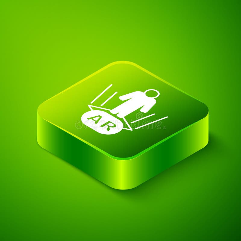 Isometric Augmented Reality AR Icon Isolated on Green Background ...