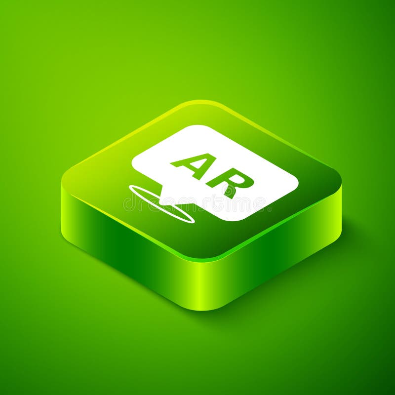 Isometric Augmented Reality AR Icon Isolated on Green Background ...