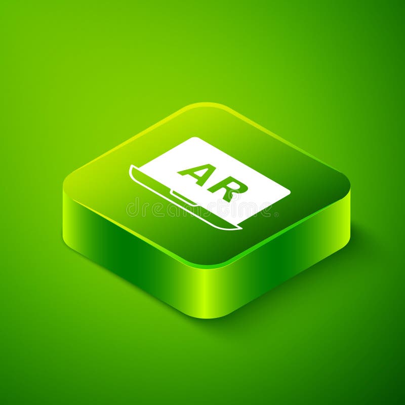 Isometric Augmented Reality AR Icon Isolated on Green Background ...
