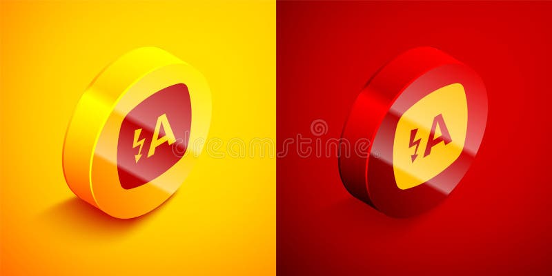 Isometric Auto Flash Icon Isolated on Orange and Red Background ...