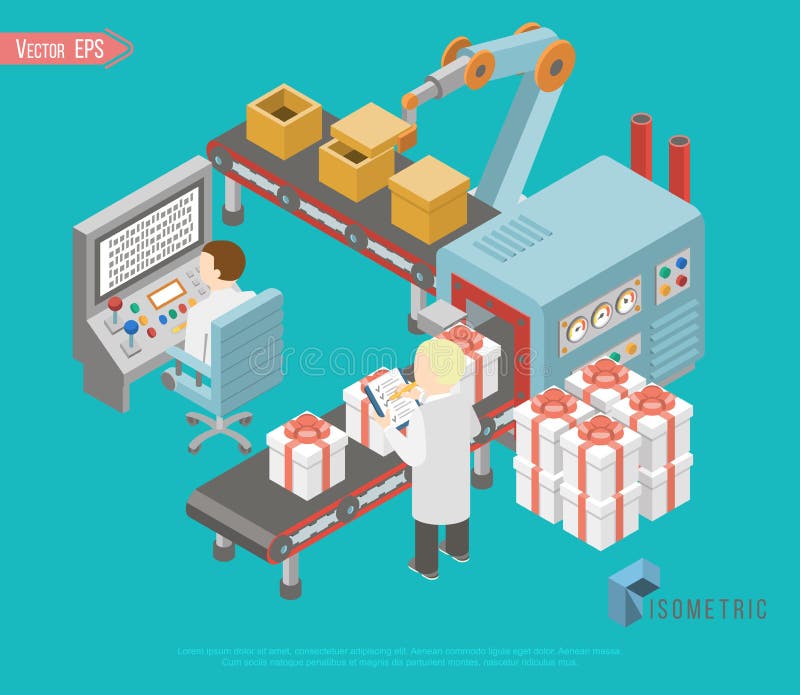 Isometric Automated Production Line Concept Stock Vector - Illustration ... Isometric Automated Production Line Concept Stock Vector - Illustration ...