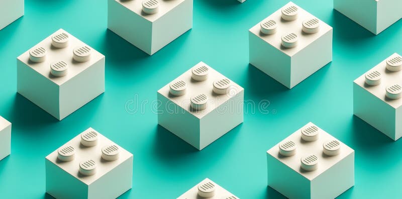 An Isometric Background Composed of White Outlined Plastic Toy Bricks ...