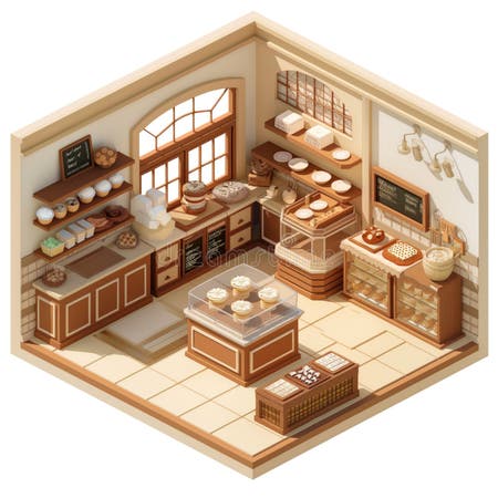 Isometric Bakery Shop Interior Design Stock Illustration - Illustration ...