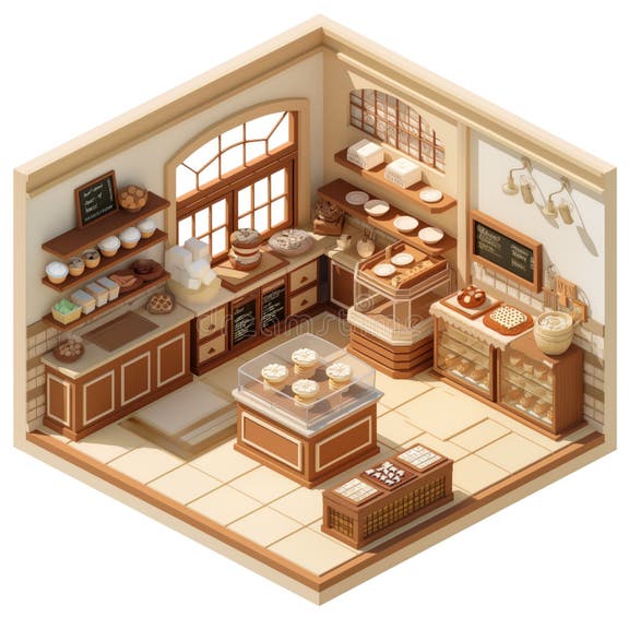 Isometric Bakery Shop Interior Design Stock Illustration - Illustration ...