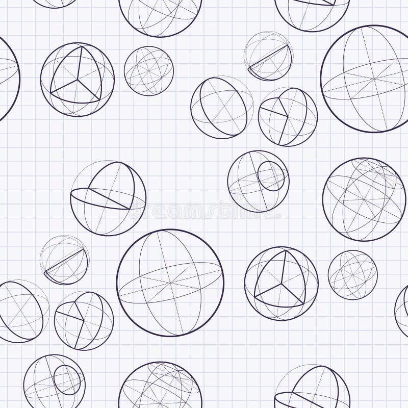 Isometric Ball Vector Seamless Pattern Mathematical Texture School ...