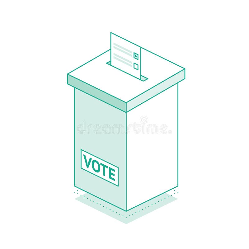 Isometric Ballot Box at a Polling Station. Outline Object Isolated on ...