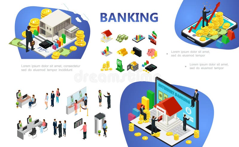Isometric Banking Process Infographic Concept Stock Vector ...