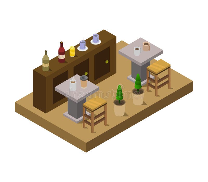 Isometric Bar on White Background Vector Graphic Illustration. Stock ...