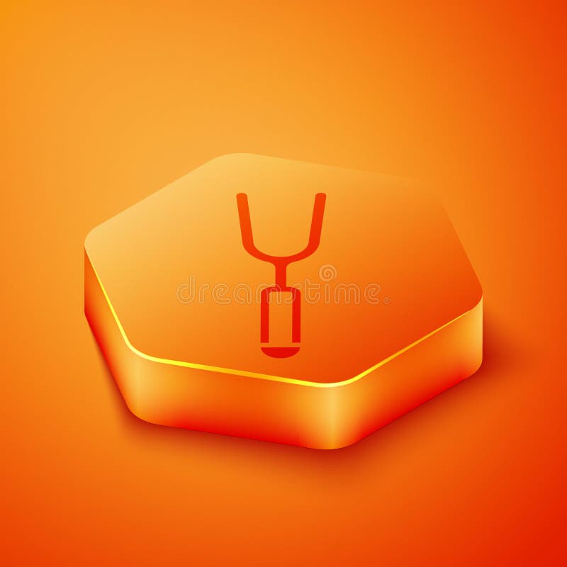 Isometric Barbecue Fork Icon Isolated on Orange Background. BBQ Fork ...