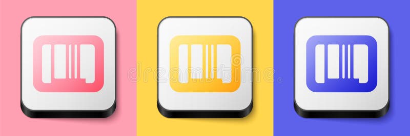 Isometric Barcode Icon Isolated on Pink, Yellow and Blue Background ...