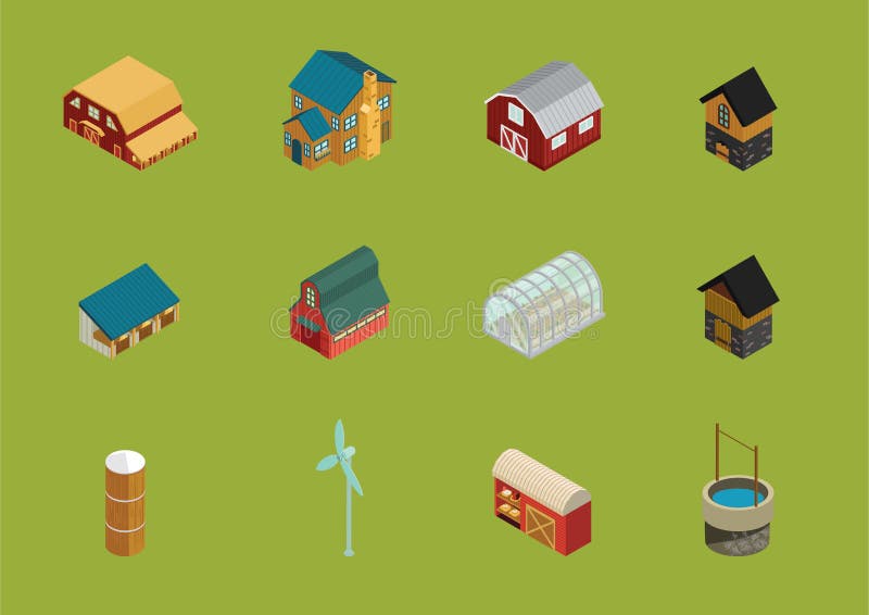 Isometric Barn and Farm House Stock Vector - Illustration of eps10 ...