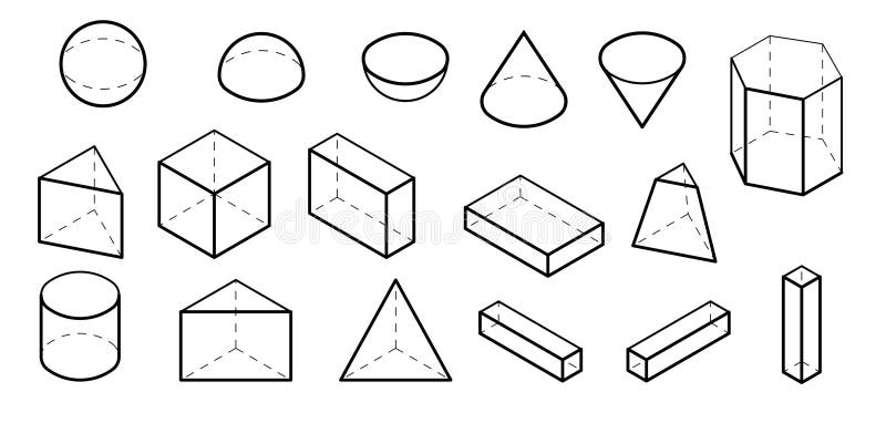 Isometric Basic Geometric Shapes. Black Simple Volumetric Figure with ...