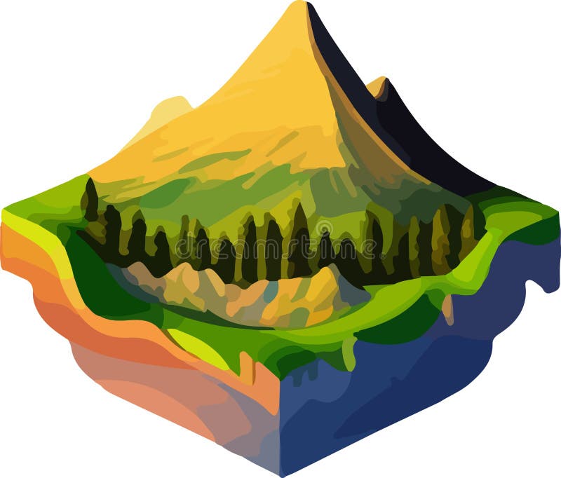 Isometric Beautiful Mountain Landscape Vector. Stock Vector ...
